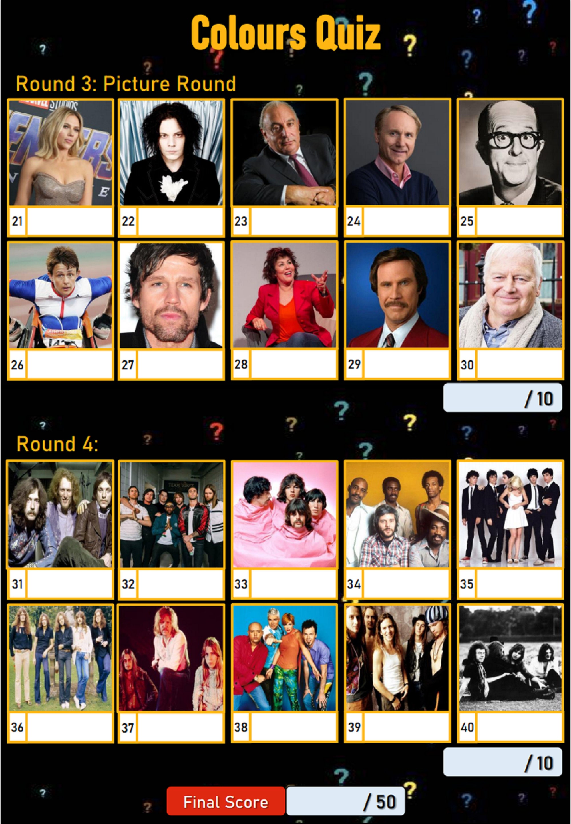 Colours Themed Pub Quiz, Trivia Quiz, Virtual Screen-share Presentation ...