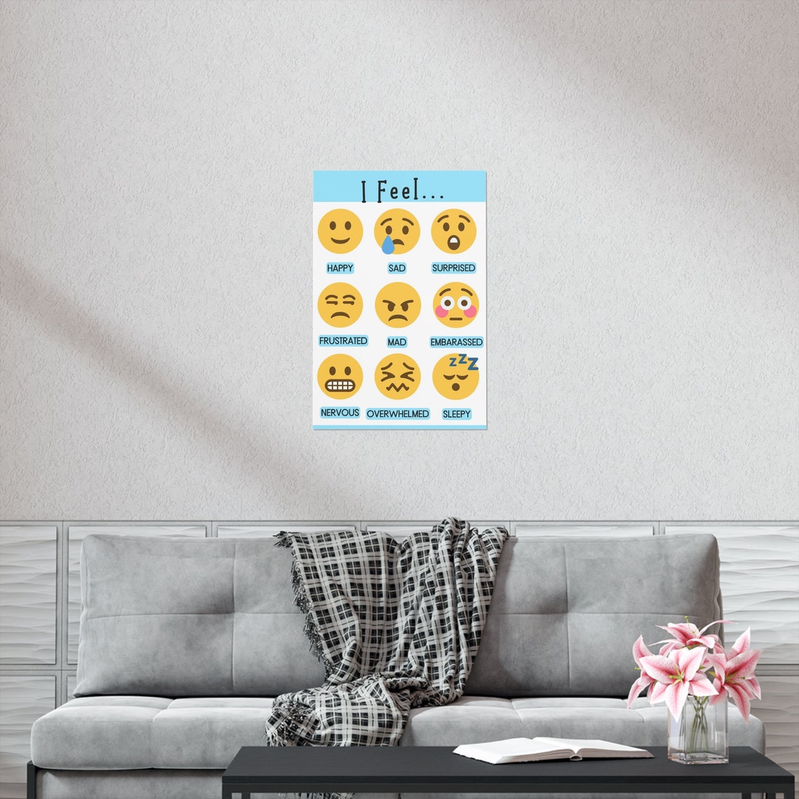 Feelings Chart Poster, Multiple Sizes, Calming Corner, Counselor Decor ...