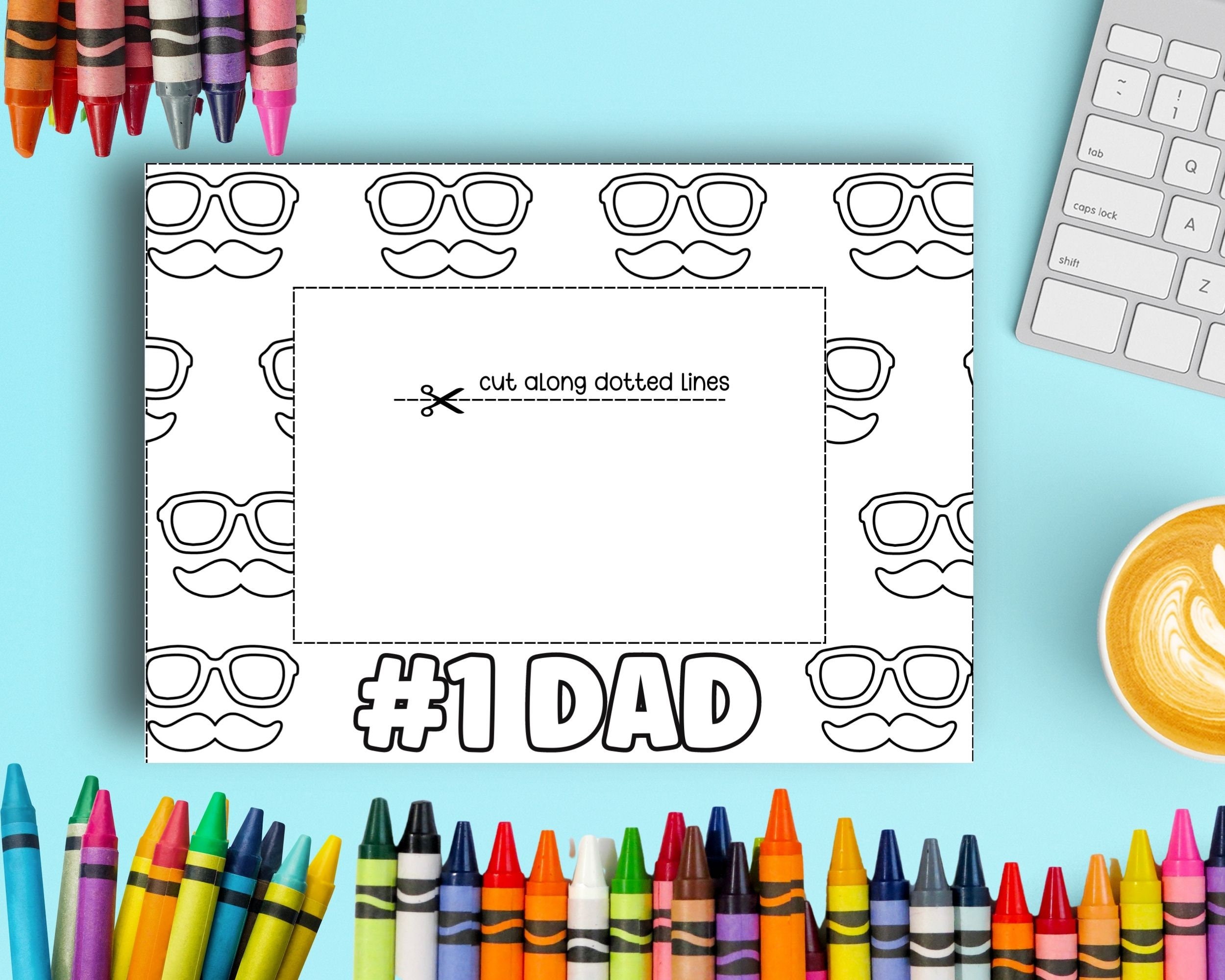 DIY Gift for Dad, Coloring Page, Personalized Picture Frame Craft ...