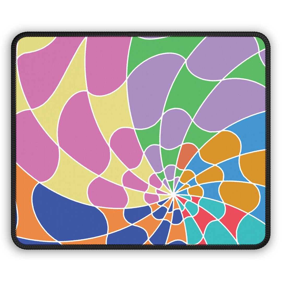 Retro Colorful Checkerboard Gaming Mouse Pad Wavy Abstract Geometric ...