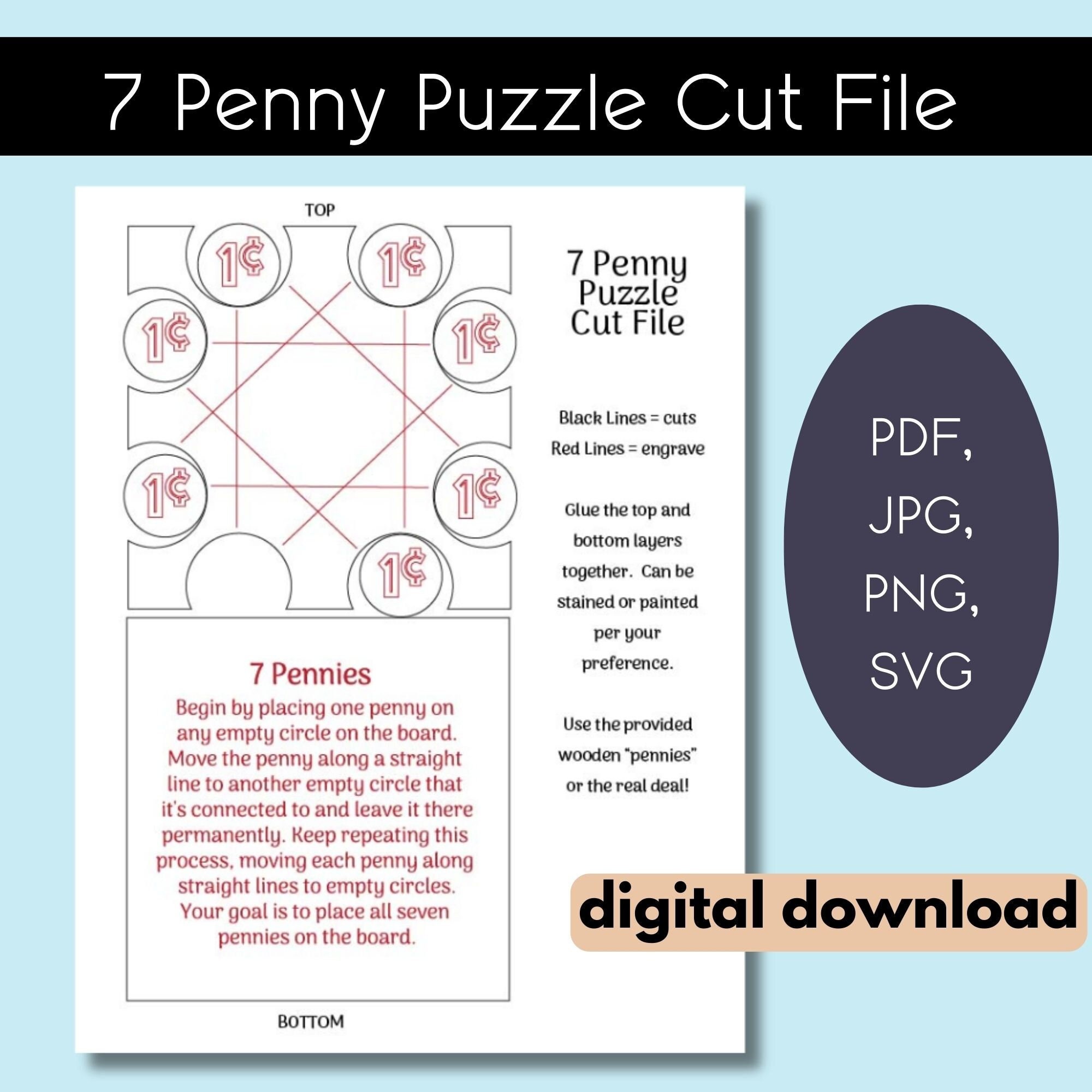 Seven Penny Puzzle Instant Download Vector File Glowforge Ideas Vector ...