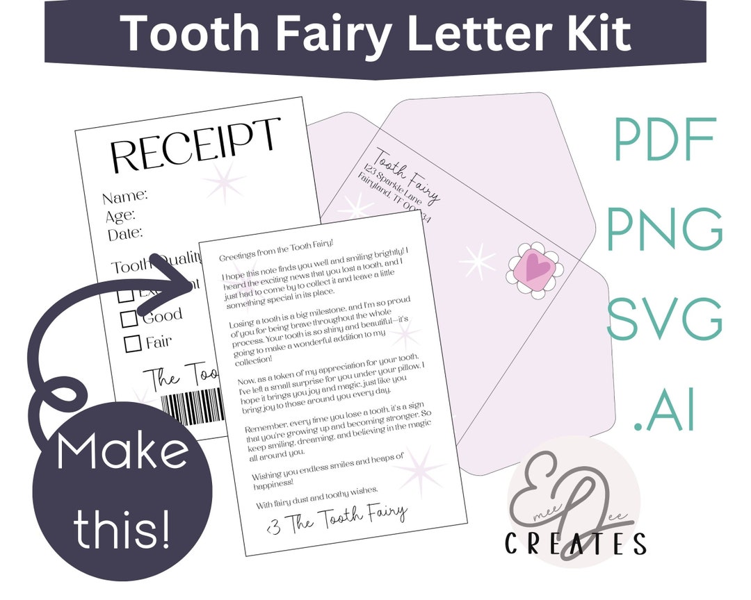 Tooth Fairy Letter Kit | First Lost Tooth Certificate to Print at Home ...