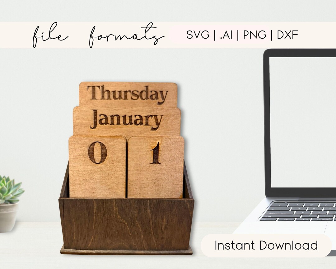 Laser Cut Perpetual Wood Desk Calendar SVG | Digital Download - Etsy