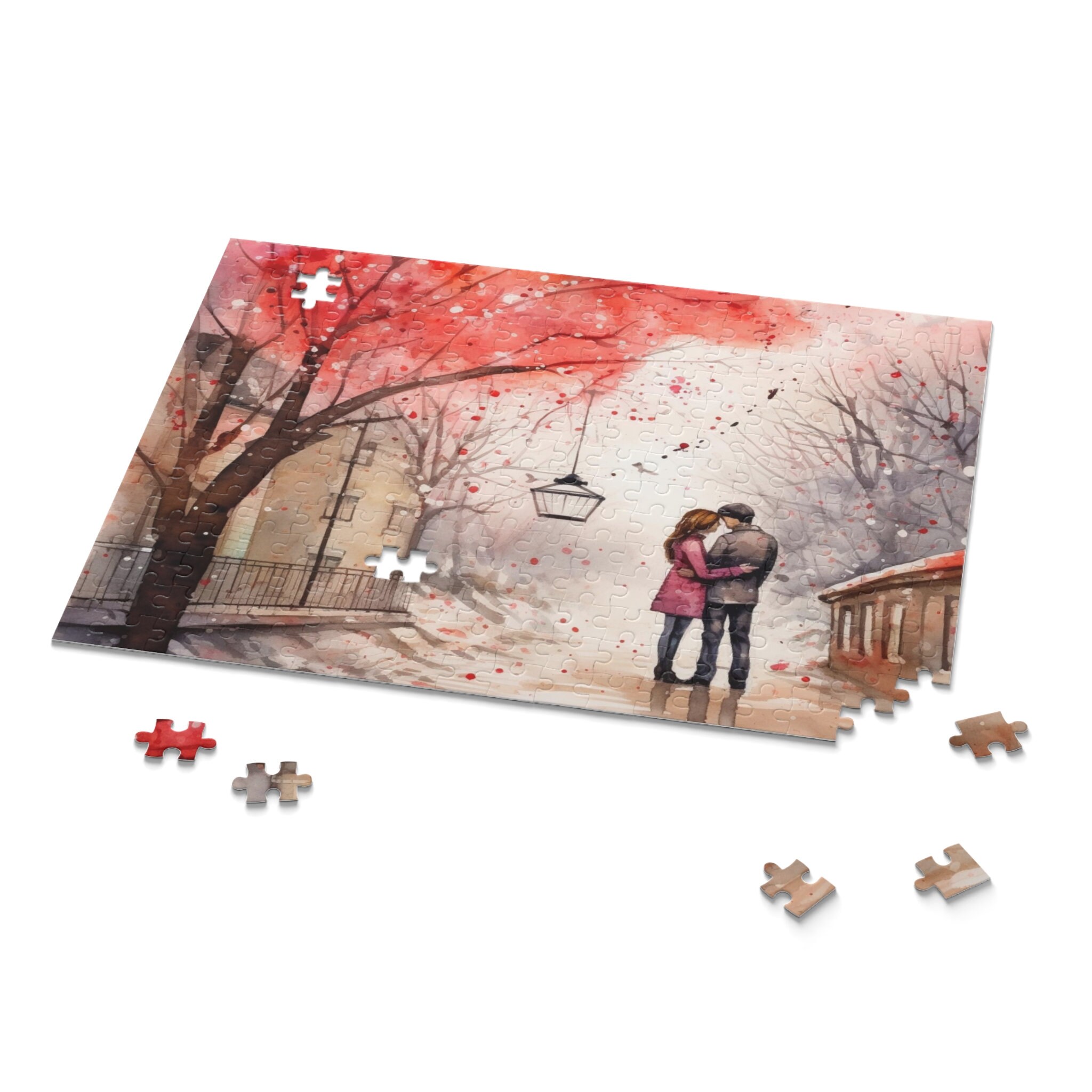 Valentine Jigsaw Puzzle 120, 252, 500-piece, Watercolor Couple Puzzle ...