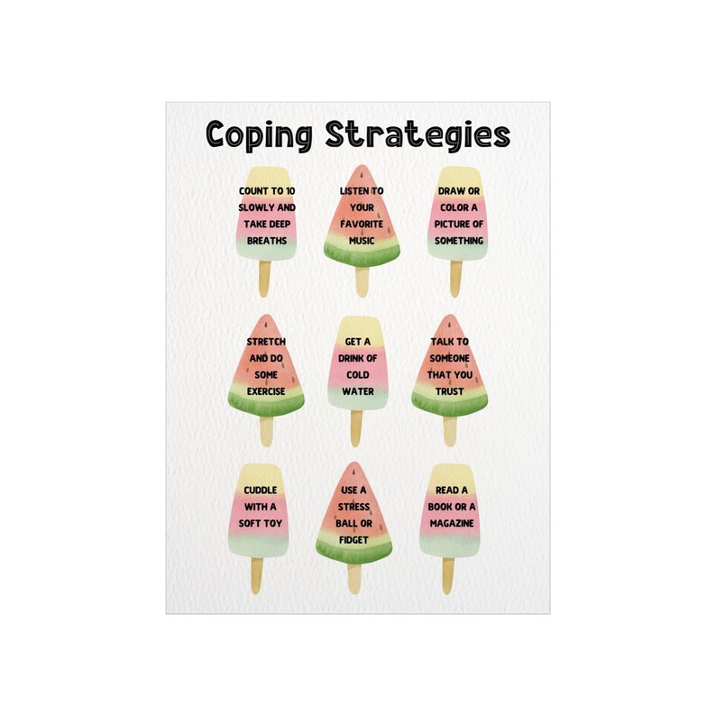 Coping Strategies Poster, Multiple Sizes, Calming Corner, Counselor ...