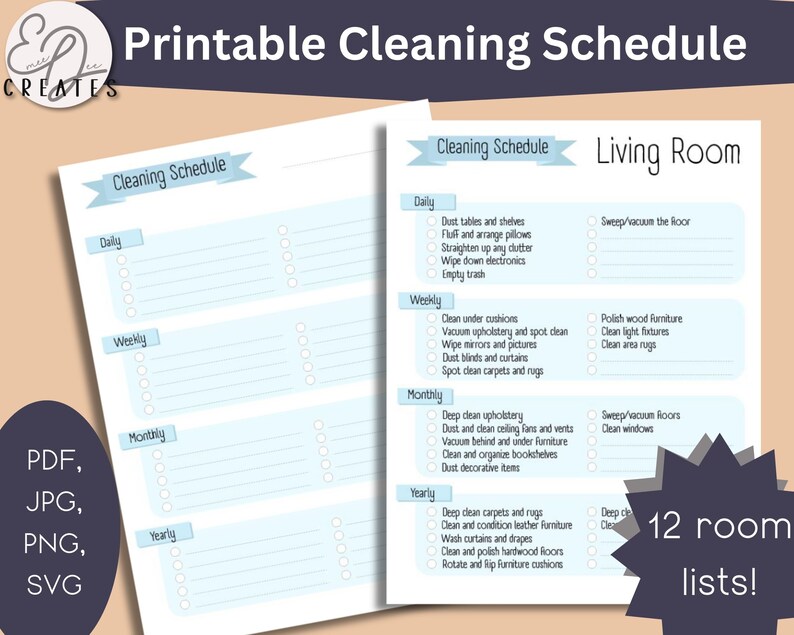 Printable Cleaning Schedule Download | Declutter Task Checklist ...