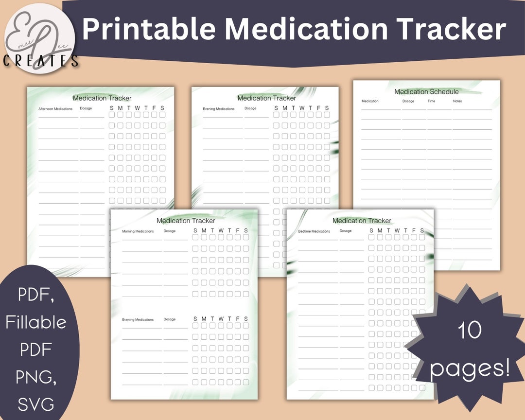 Medication Log Medicine Tracker Printable | Med Tracker Pill Planner ...