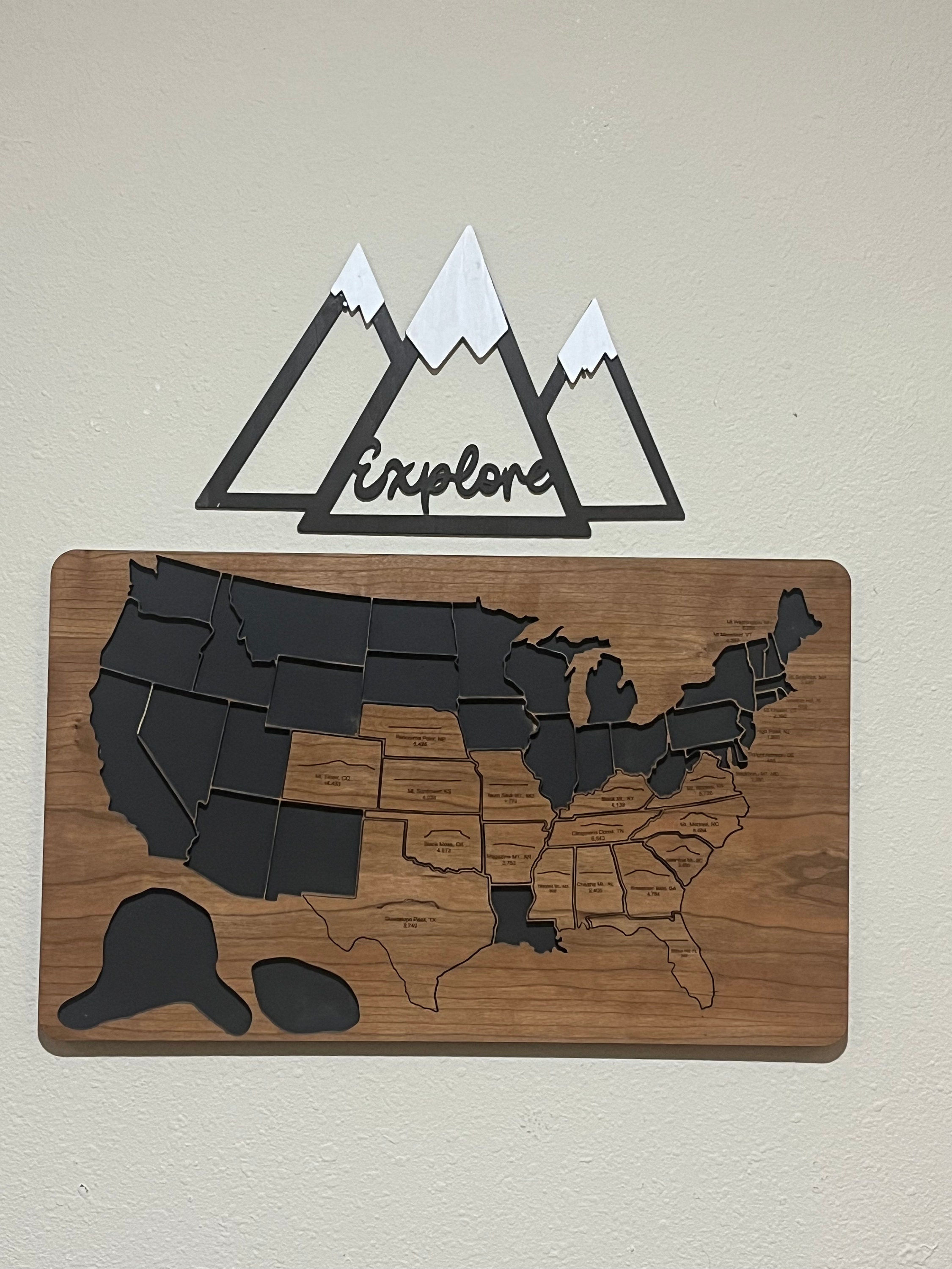 Laser Cutting SVG File Explore Mountain Wall Art 3D Layered Glowforge ...