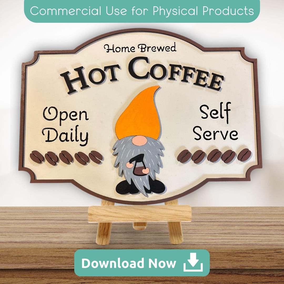 Coffee Bar Decor Gnome SVG Laser Cutting File | Coffee Bar Sign ...