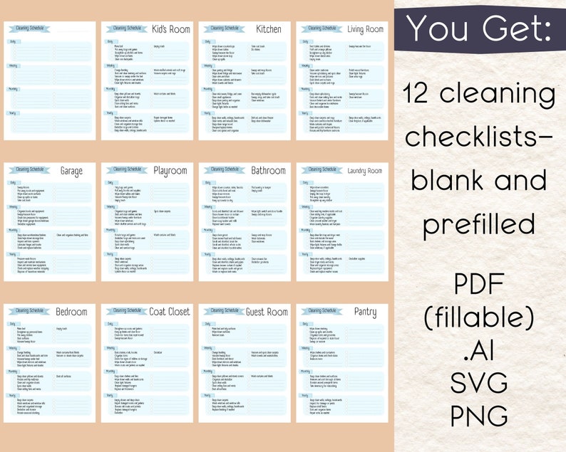 Printable Cleaning Schedule Download Declutter Task Checklist Household ...