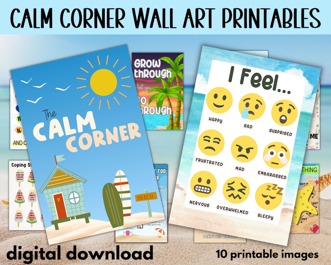 Calm Corner Wall Art, Beach Themed Prints, Classroom Printable ...