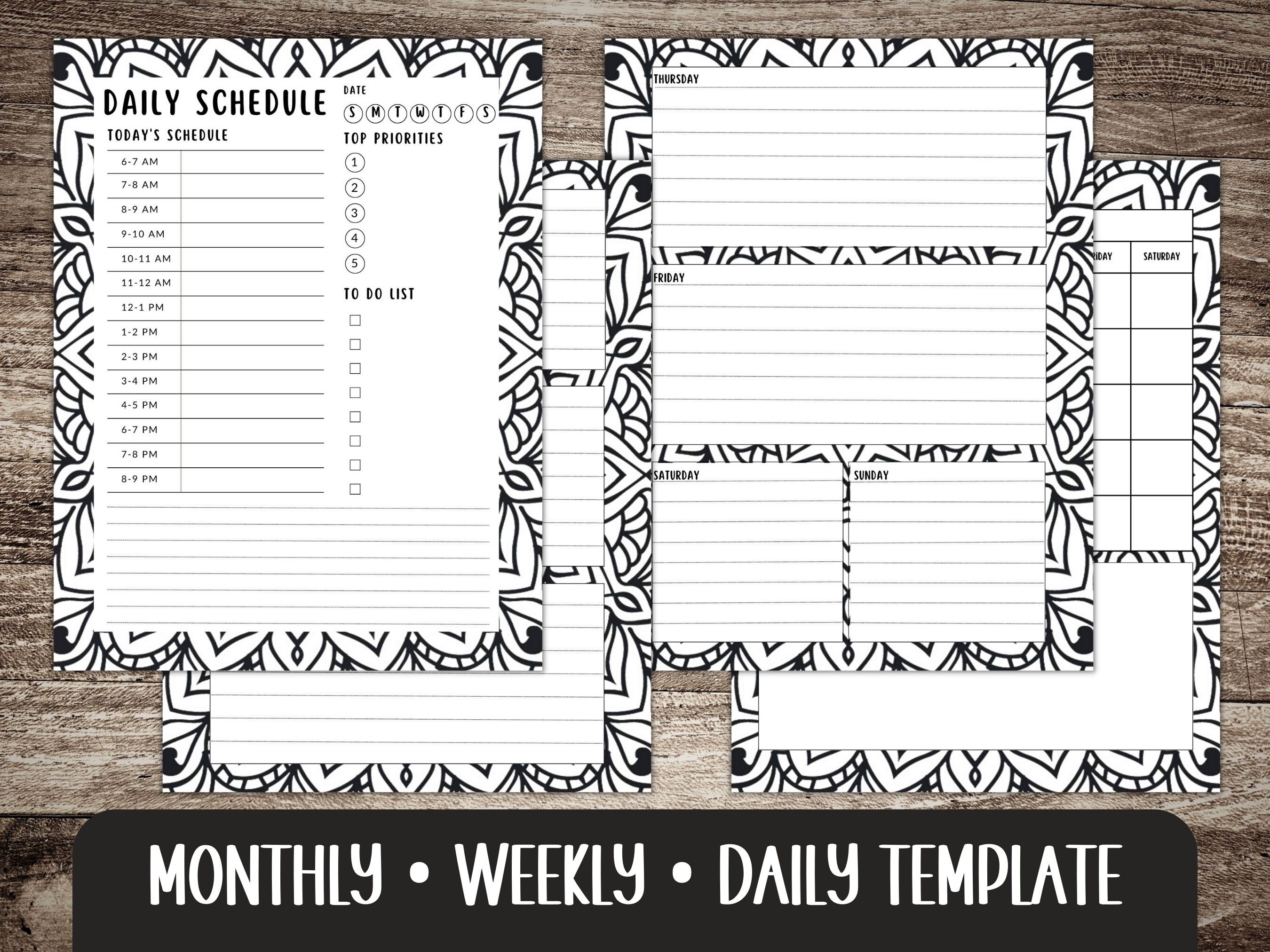 Undated Planner Template, Coloring Page Borders, Coworker Gift for ...