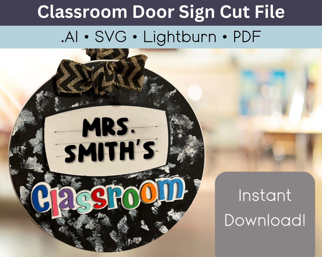 Back to School Teacher Door Hanger SVG | Classroom Welcome Door Sign ...