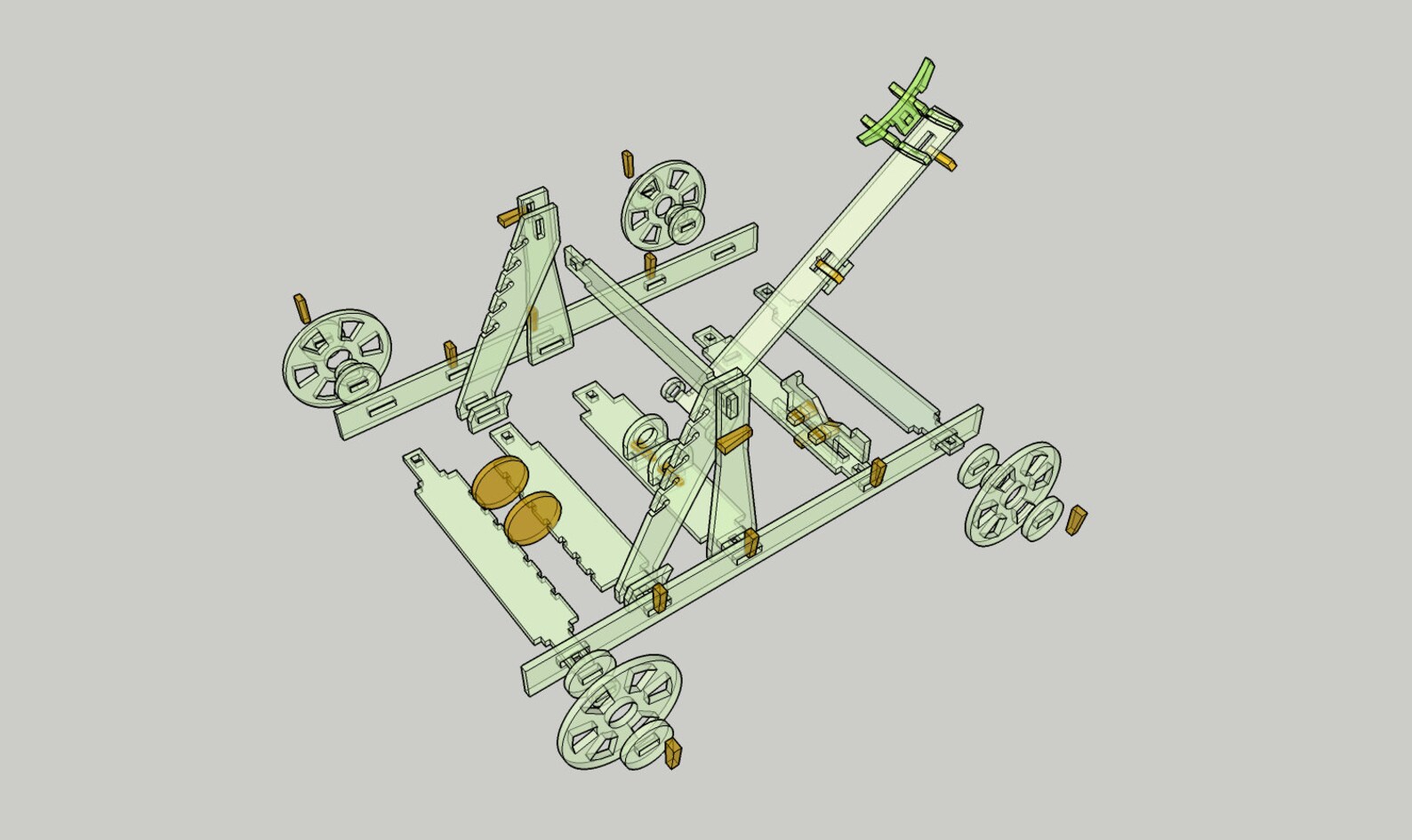 SVG PDF PNG Vector File for Laser Cutting of Wooden Catapult. Assembly ...