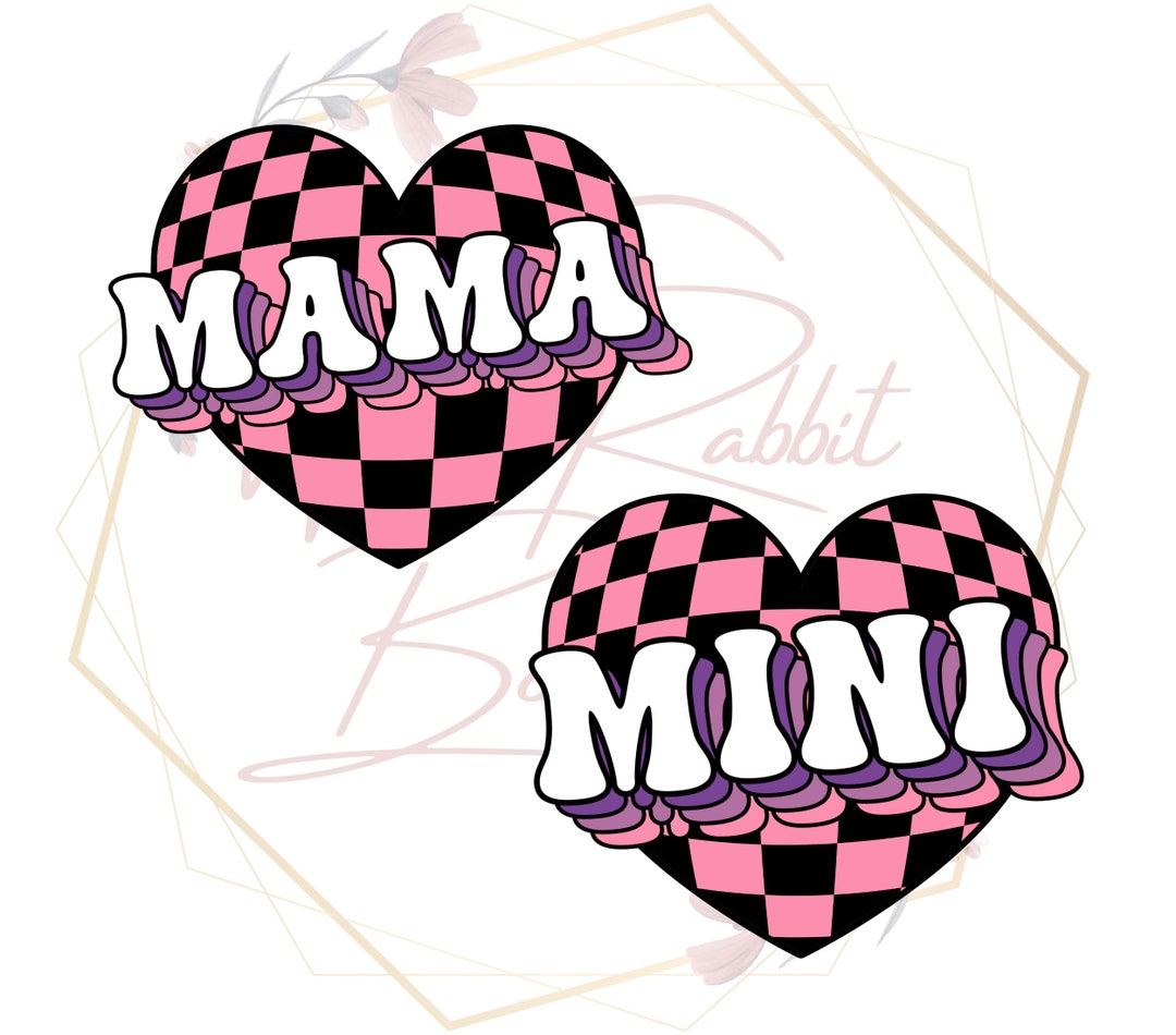 Mama Mini Checkered Heart Png, Mama Mini Valentines Day Png, Retro Mama ...