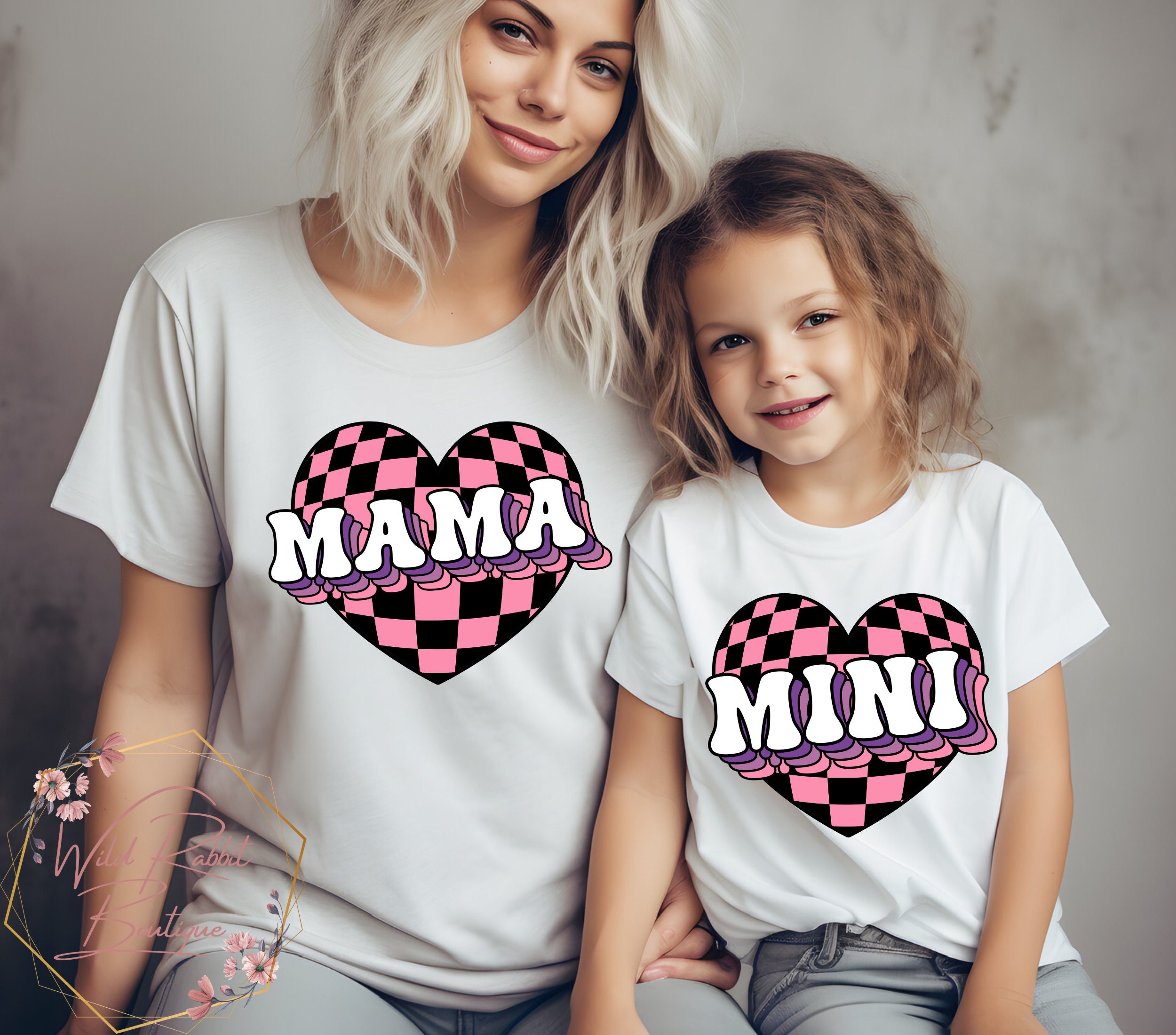 Mama Mini Checkered Heart Png, Mama Mini Valentines Day Png, Retro Mama ...