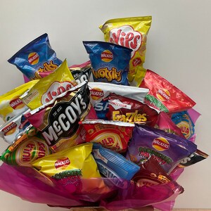 Savoury Crisp Bouquet Hamper, Retro Snacks Gift Box - Etsy UK