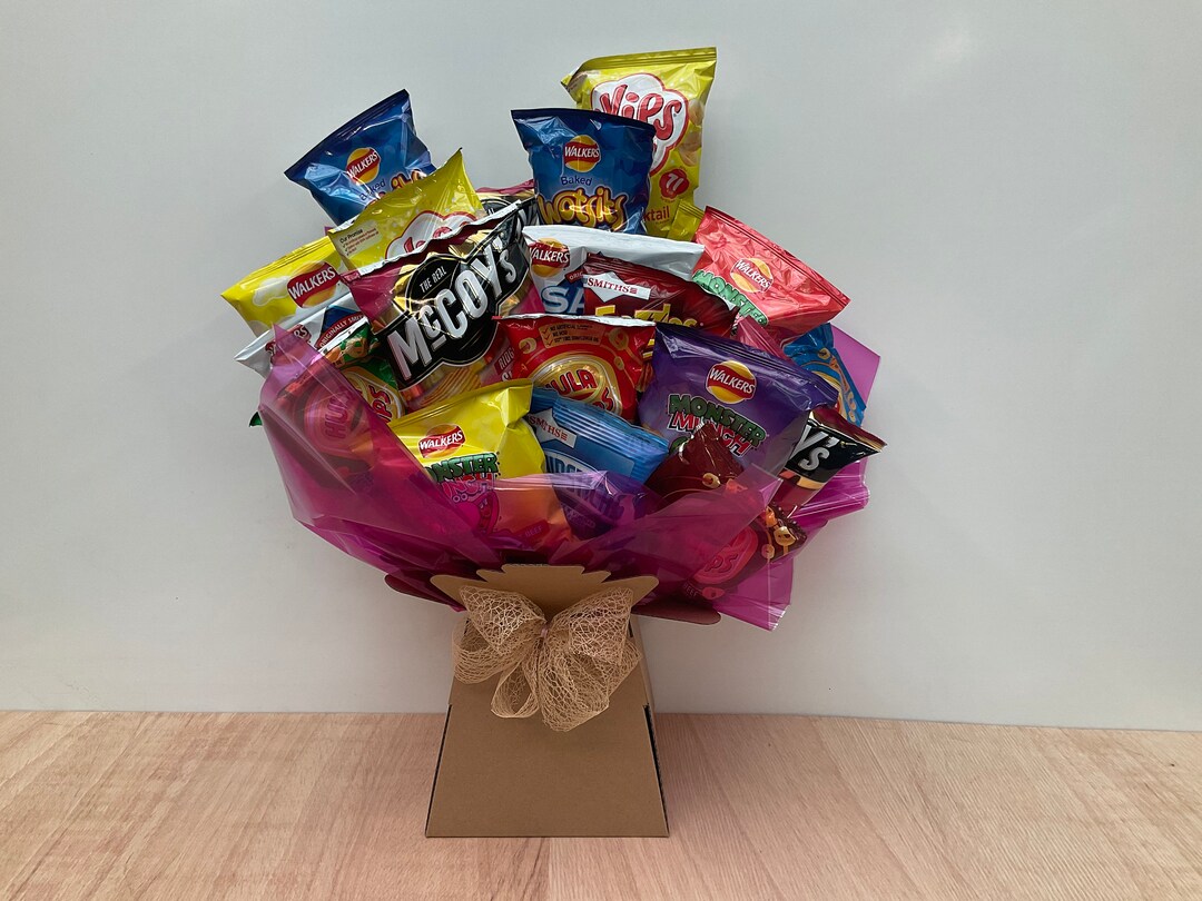 Mixed Crisp Bouquet Gift Set, Savoury Hamper, Personalised Gift Box ...