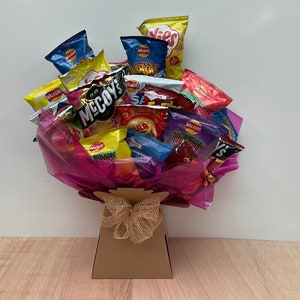 Mixed Crisp Bouquet Gift Set, Savoury Hamper, Personalised Gift Box ...