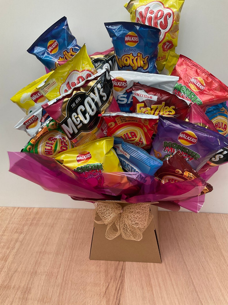 Mixed Crisp Bouquet Gift Set, Savoury Hamper, Personalised Gift Box ...