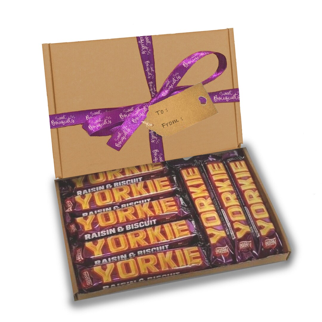 Yorkie Raisin Biscuit Chocolate Box, Personalised Gift Hamper - Etsy UK