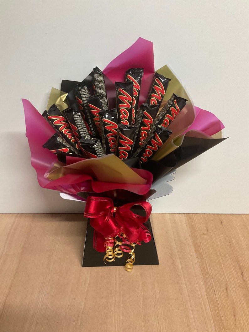 Mars Bar Chocolate Bouquet, Handmade Gift Hamper - Etsy UK