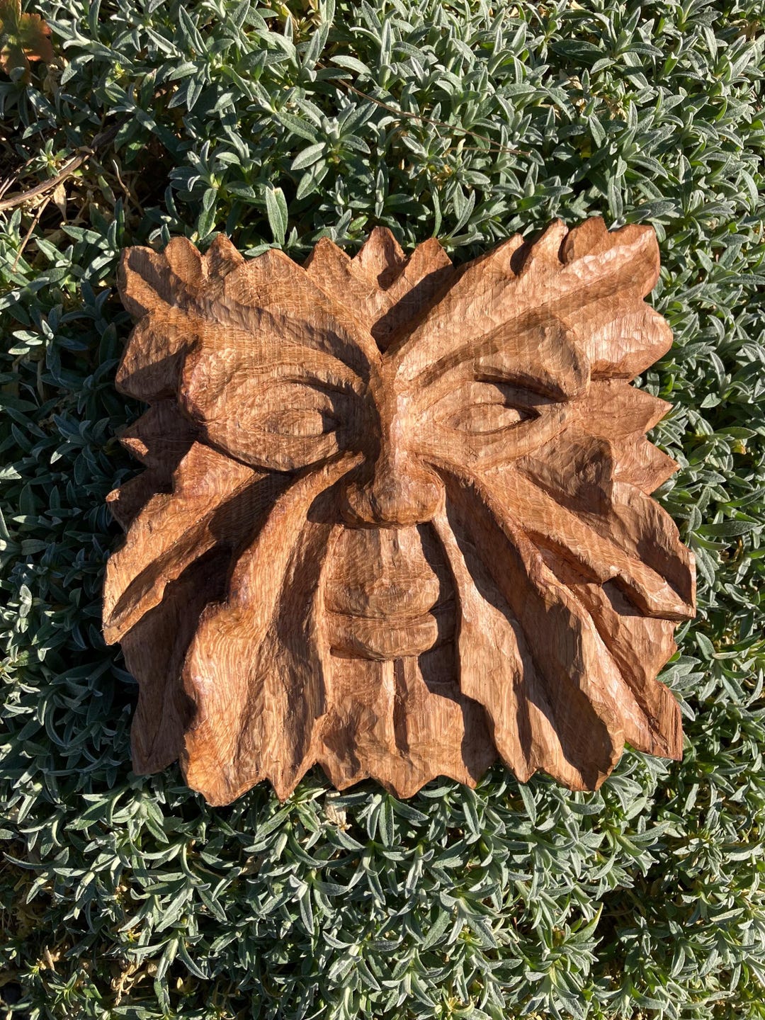 Oak Hand Carved Green Man Plaque - Etsy