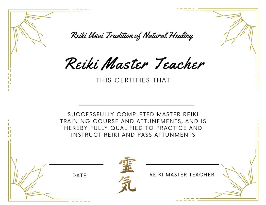 Reiki Master Certificate - Etsy