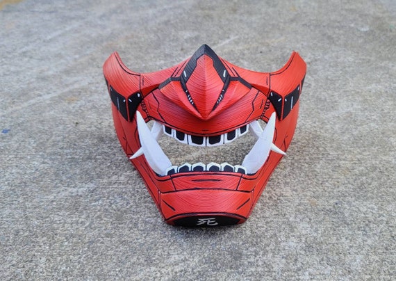 Japanese Death Demon Oni Mask White Teeth & Details Custom - Etsy