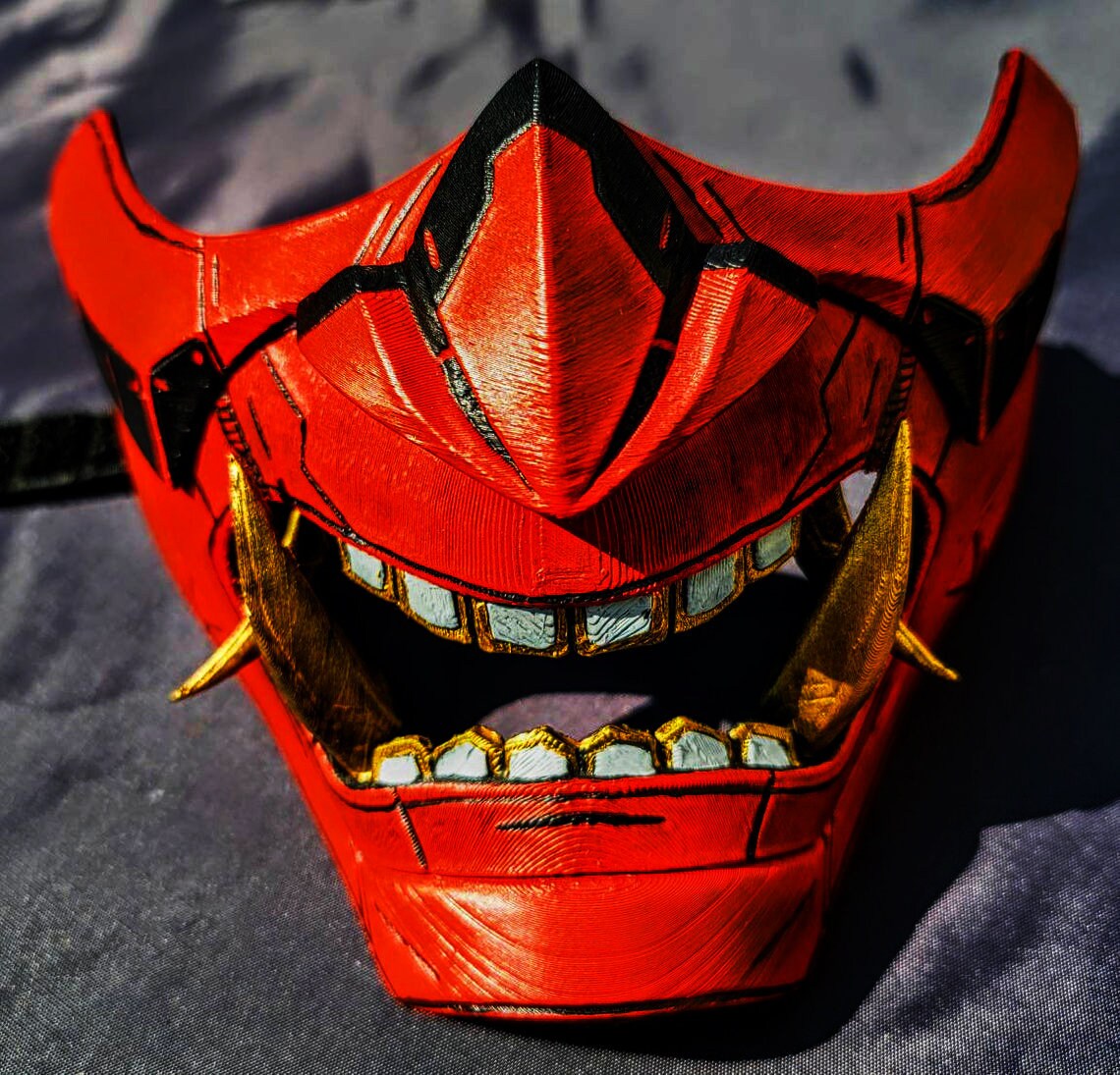 Japanese Death Demon Oni Mask Gold Teeth & Details Custom - Etsy Ireland