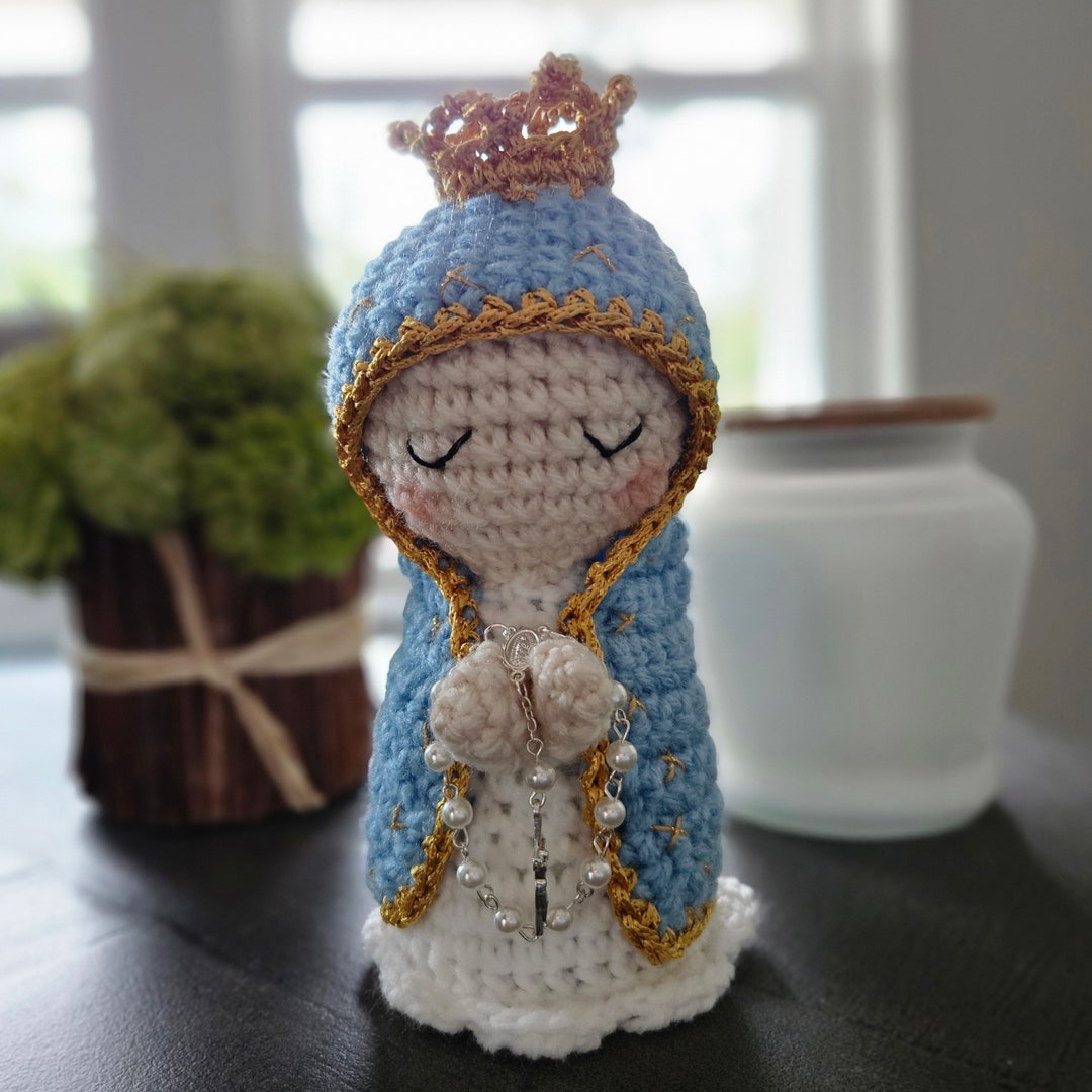 Blessed Virgin Mary Crochet Doll, Amigurumi Doll Mother Mary, Crochet ...