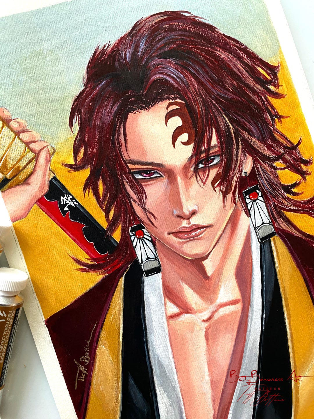Painting Original Art Gouache Painting Anime - Etsy
