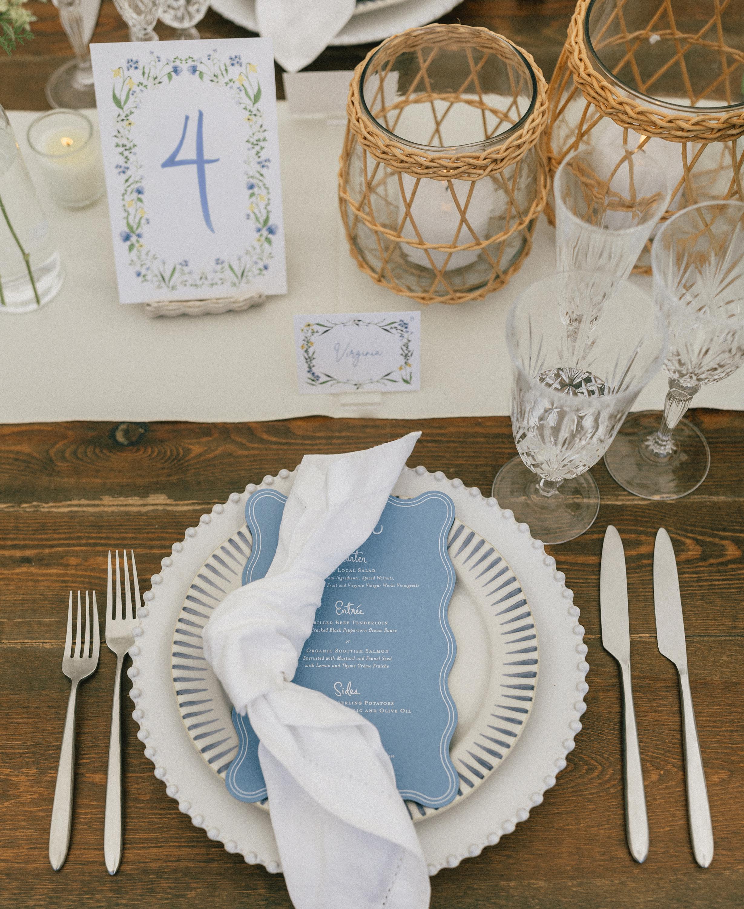 Watercolor Table Numbers | Blue Hand Painted Florals - Etsy