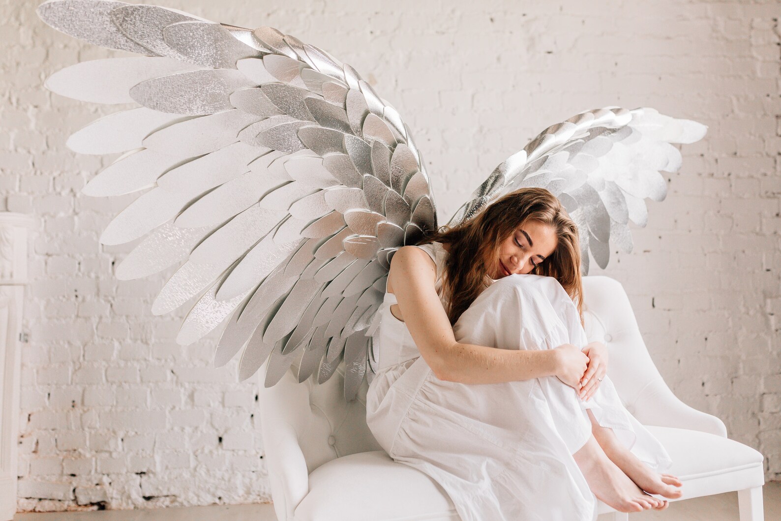 Silver Wings Adult Costume Cosplay Golden Birthday Iridescent Wings ...