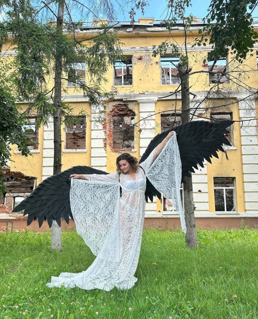 Black Angel Wings Devil Costume Adult Movable Wings Wings Demon Wings ...