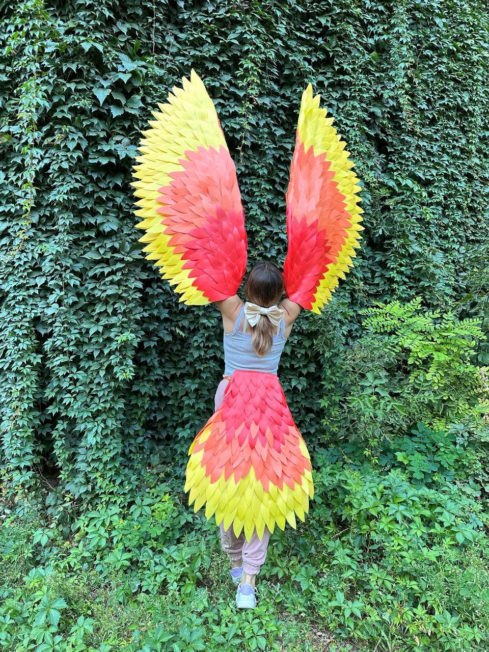 Phoenix Hand Wings With Tail – Yellow Orange Fire Bird Costume for ...