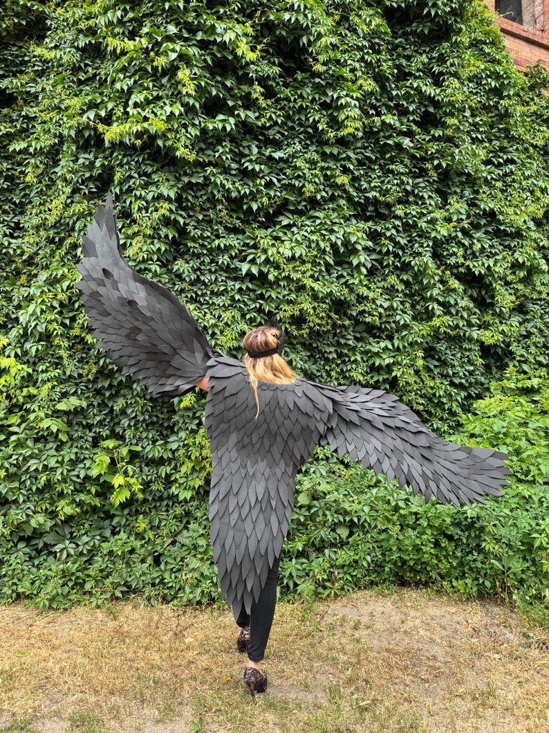 Black Angel Wings, Large Costume Wings, Fantasy Wing Props for ...