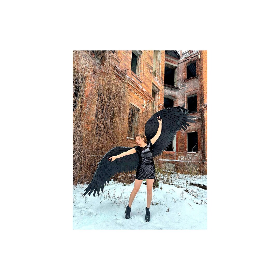 Black Wings Glitter Bat Black Witches Theme Female Angel Cosplay ...