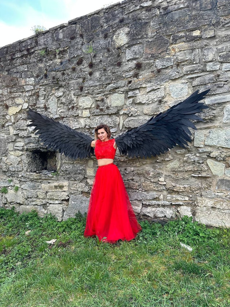 Black Angel Wings Costume Cosplay Props Devil Large Big Angel Wings ...