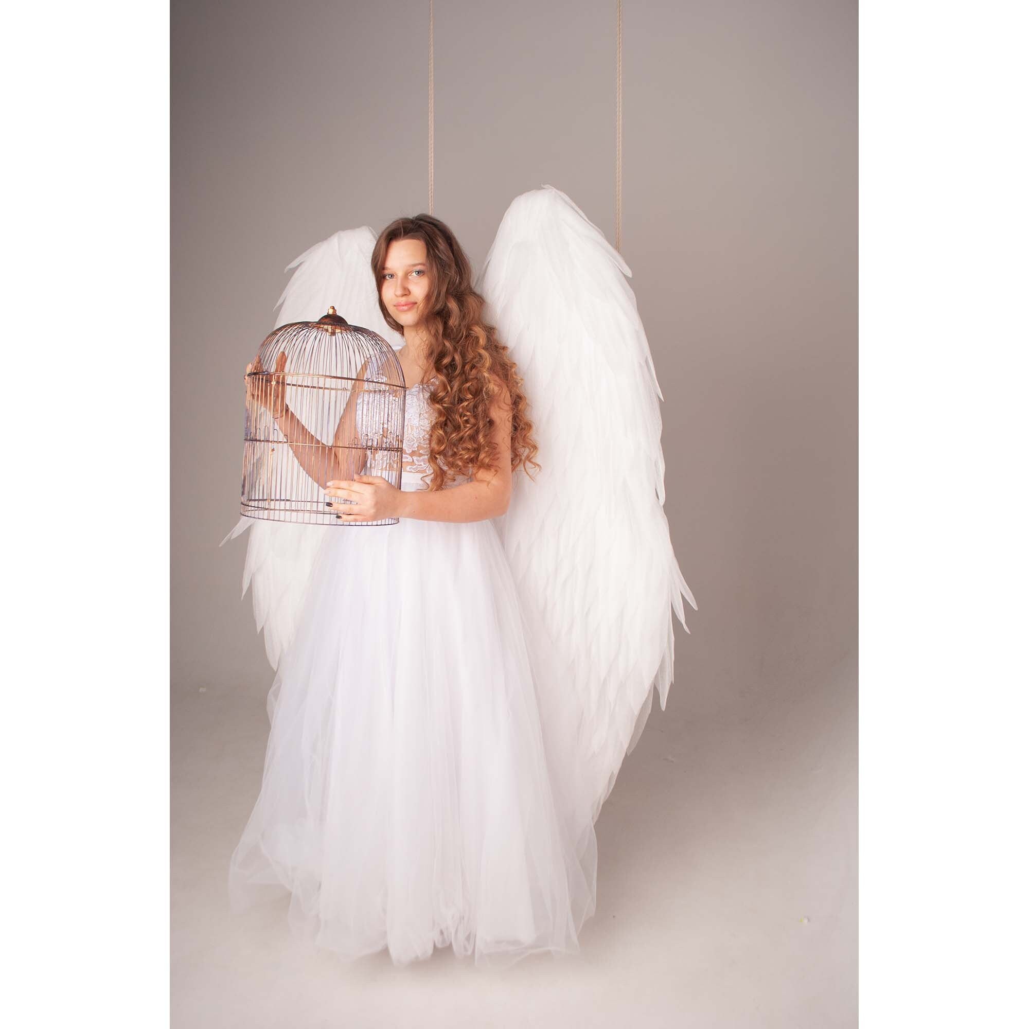 White Angel Wings Cosplay Angel Costume Adult Halloween Costume ...