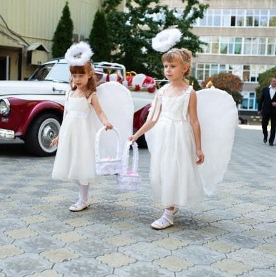 White Children's Angel Wings With Halo Cosplay Christmas - Etsy