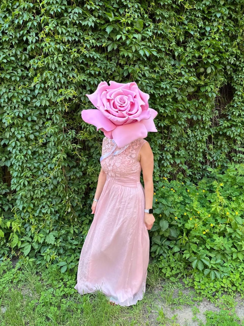 Pink Rose Hat for Photoshoots, Festivals, Costume Parties – Floral ...