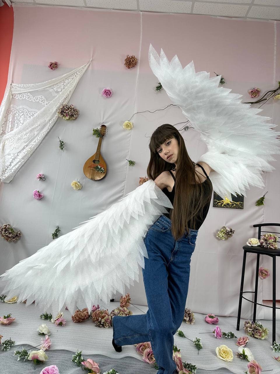 White Bird Arm Wings Bird Costume Cosplay Flexible Arm Wings Halloween ...