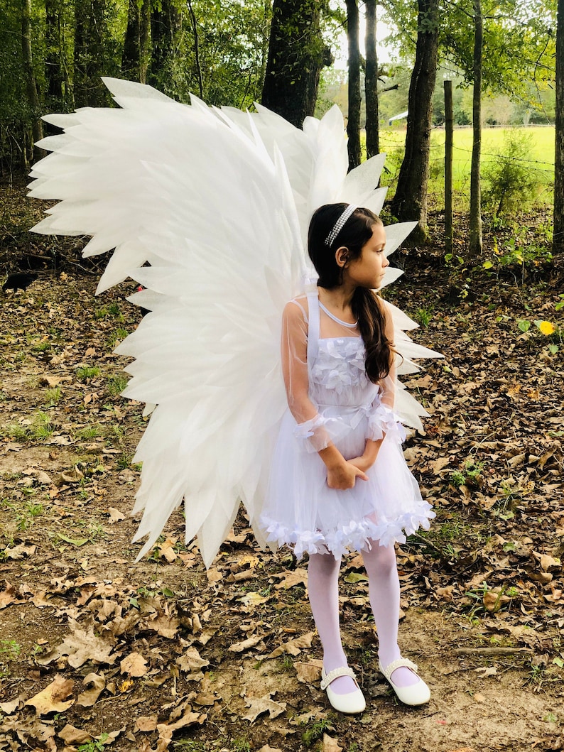 Angel Wings Costume Cosplay White Bird Wings Cosplay Birthday Outfit ...