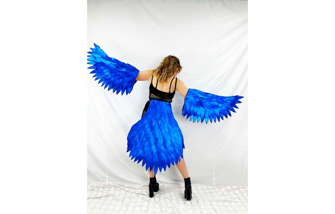 Angel Wings Costume Blue Adult Cosplay Bird Phoenix Boudoir Dance Girls ...
