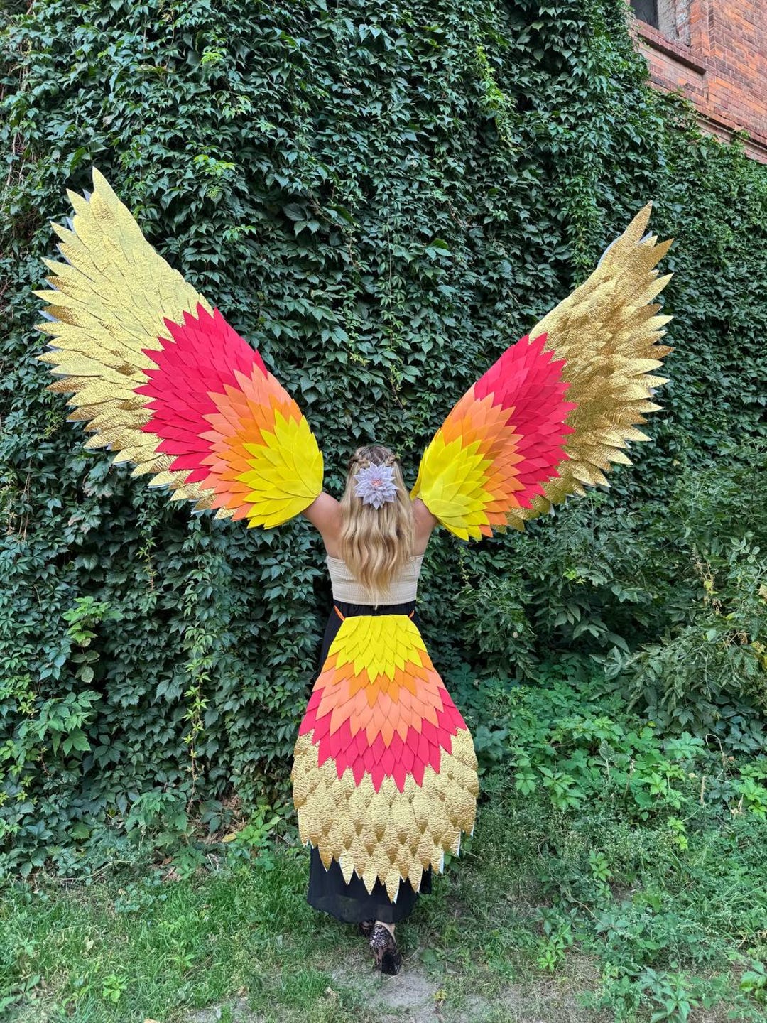 Golden Phoenix Wings & Tail Costume — Handmade Fire Bird Wings for ...