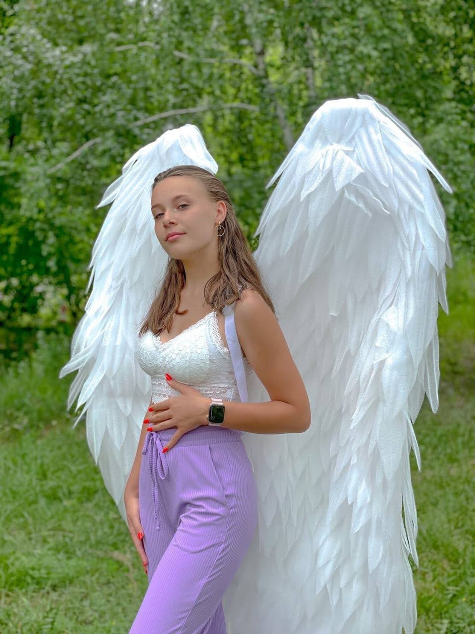 White Angel Wings Adult Costume Cosplay Sexy Halloween Costume Woman ...