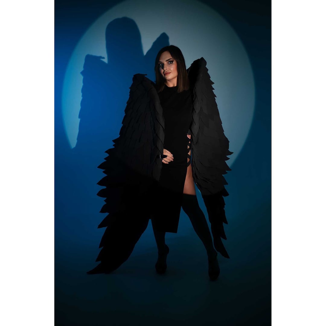 Black Wings Angel Costume Demon Wings Witch Costume Sexy Gothic ...