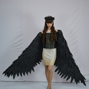 Black Bird Arm Wings Bird Costume Cosplay Flexible Arm Wings Halloween ...