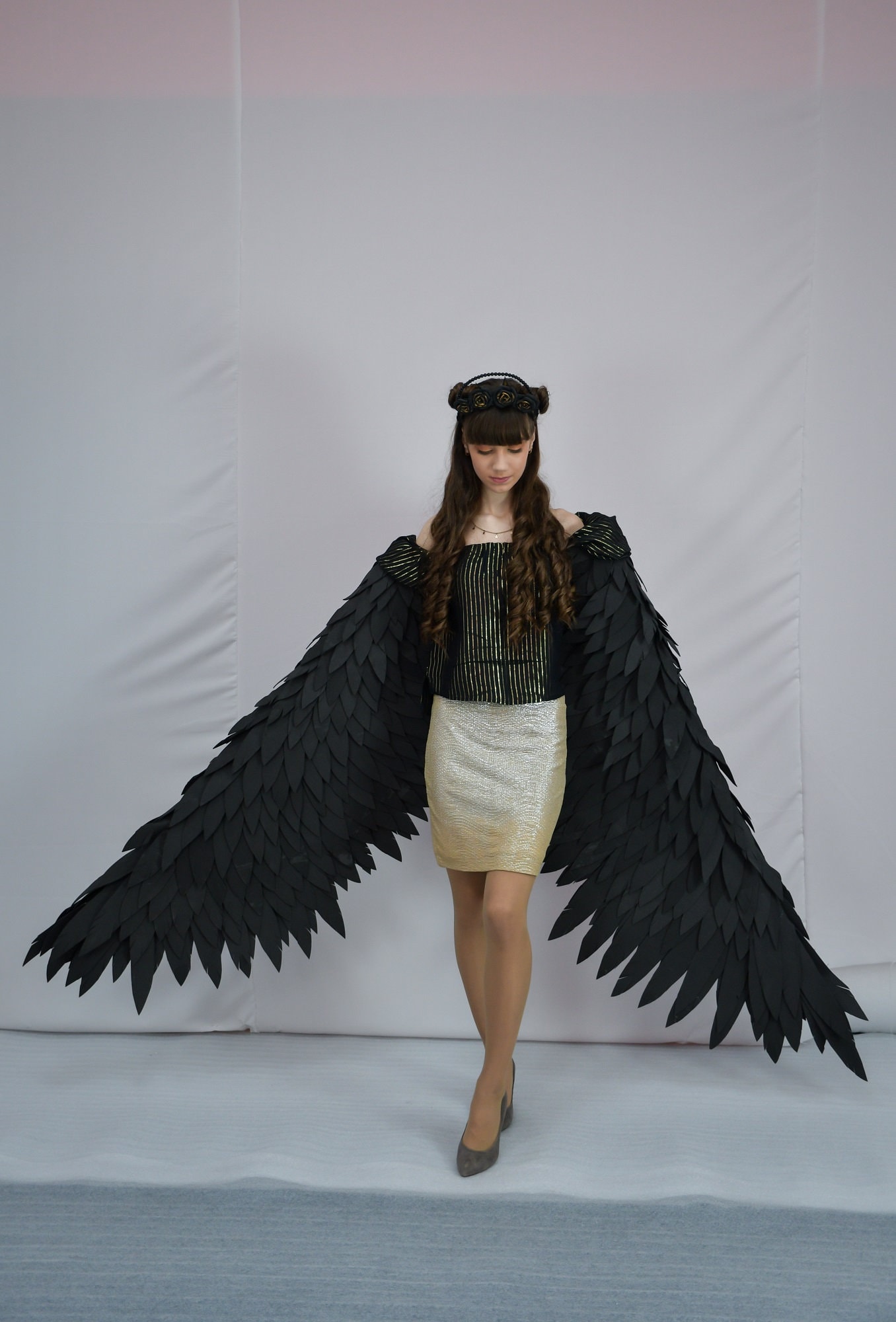 Black Bird Arm Wings Bird Costume Cosplay Flexible Arm Wings Halloween ...